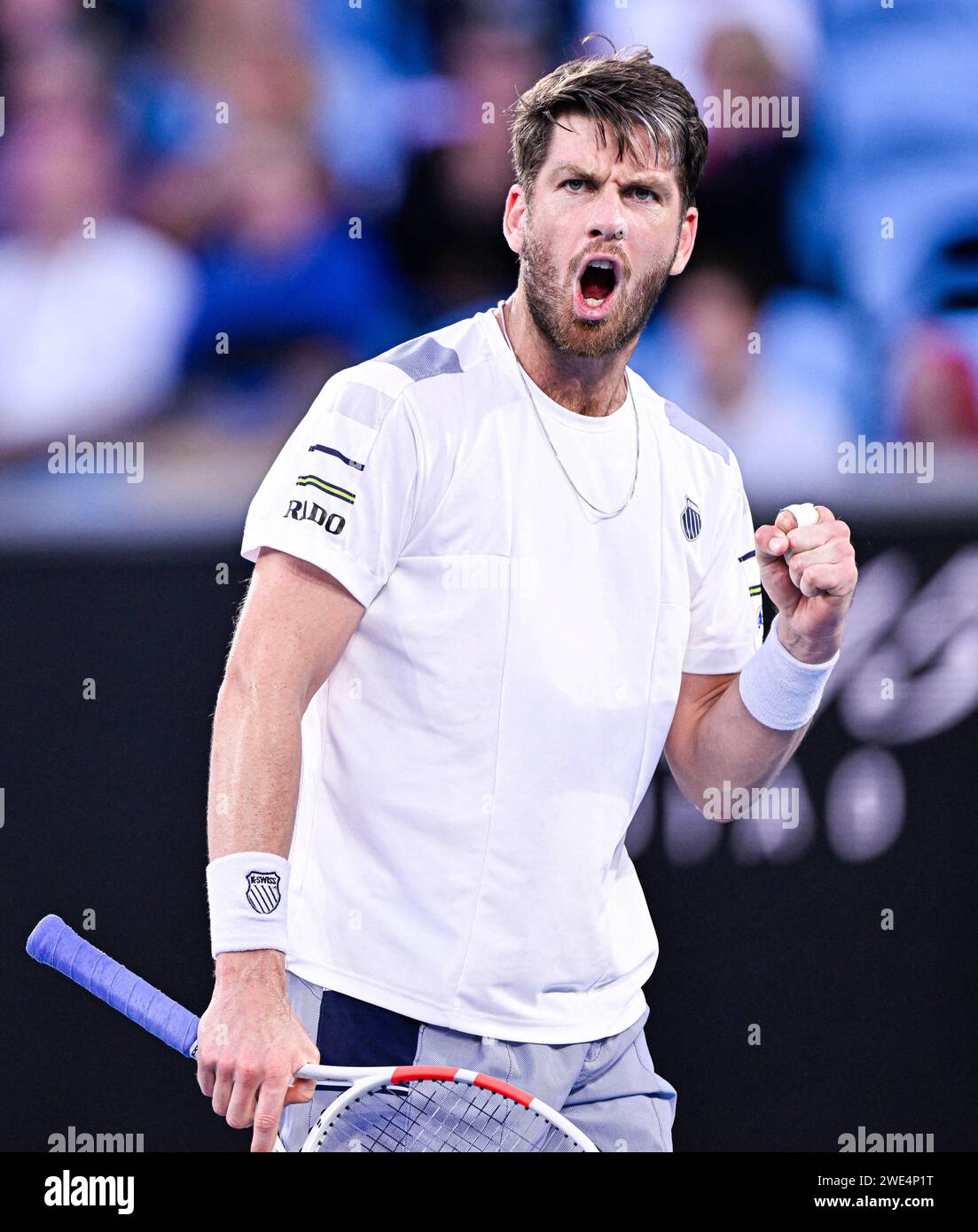 Melborune, Australia. 22nd Jan, 2024. Cameron Norrie of GBR celebrates ...