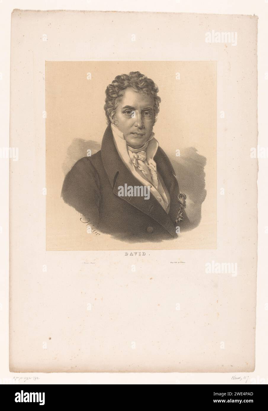 Portret van Jacques-Louis David, Henri Joseph Hesse, After François ...