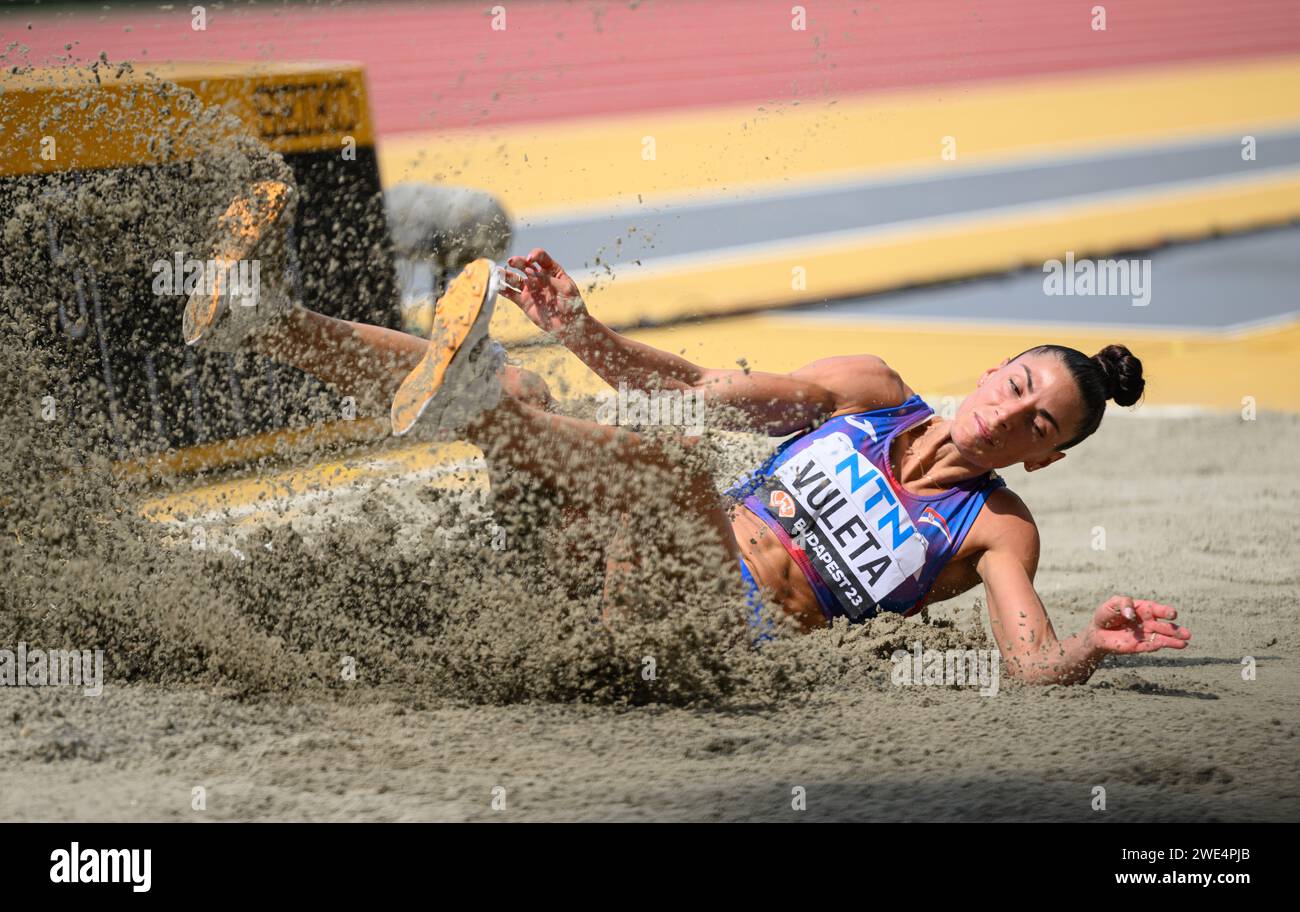 Ivana Vuleta participating in the long jump at the World Athletics ...