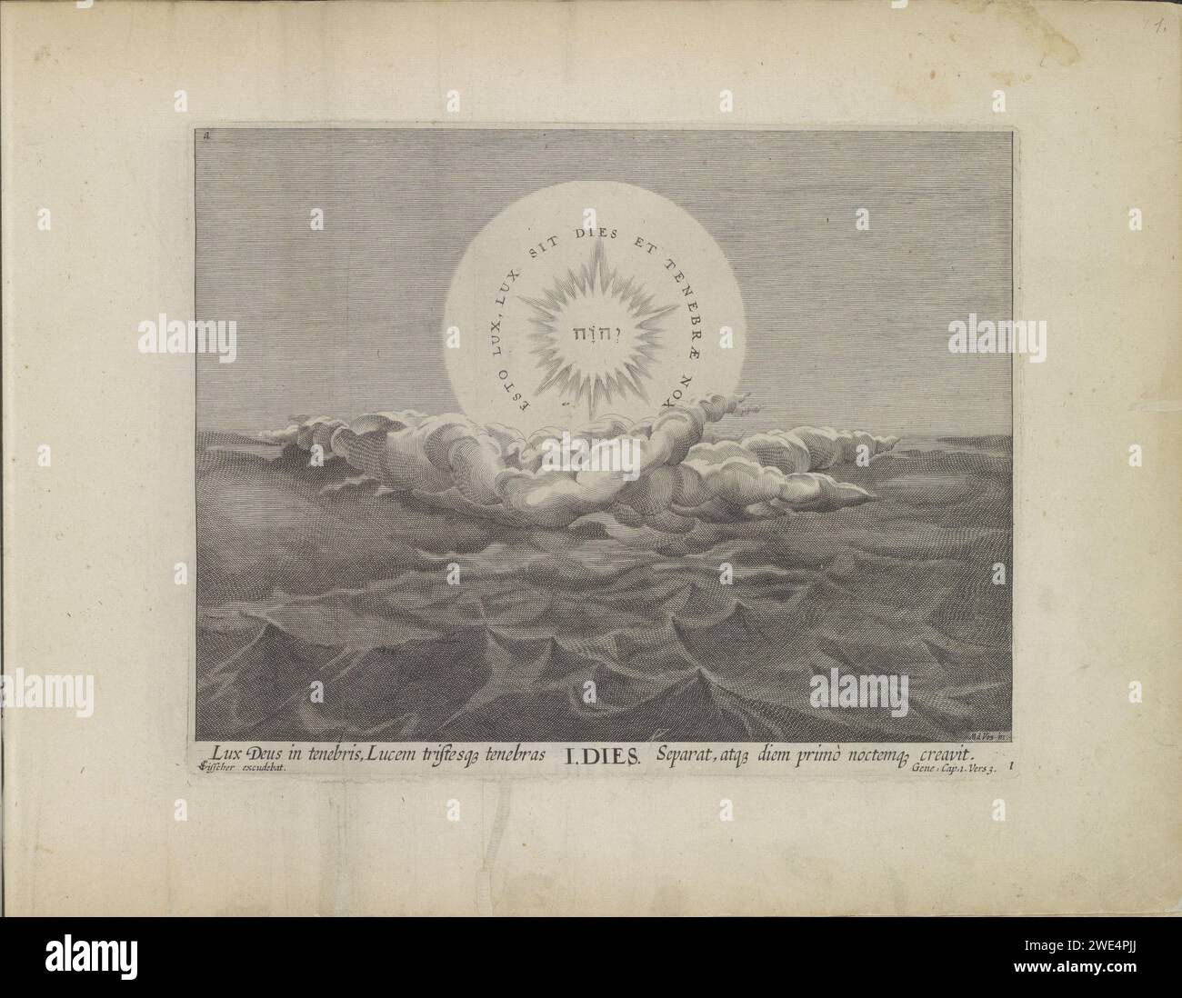 First day of creation: separation of light and darkness, 1643 print God ...