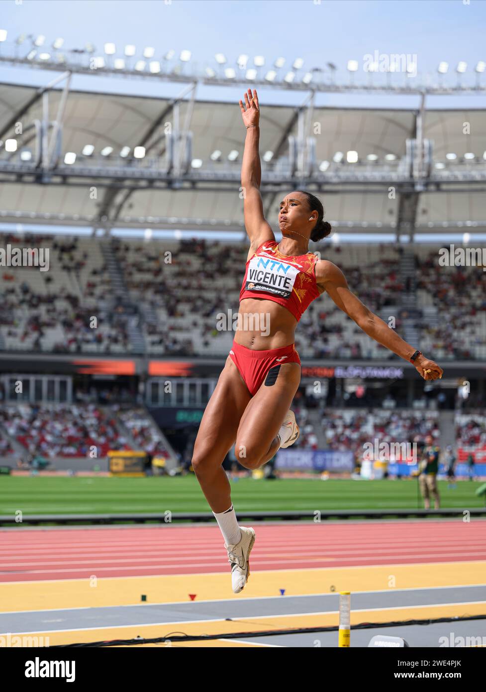 María VICENTE participating in the long jump at the World Athletics ...