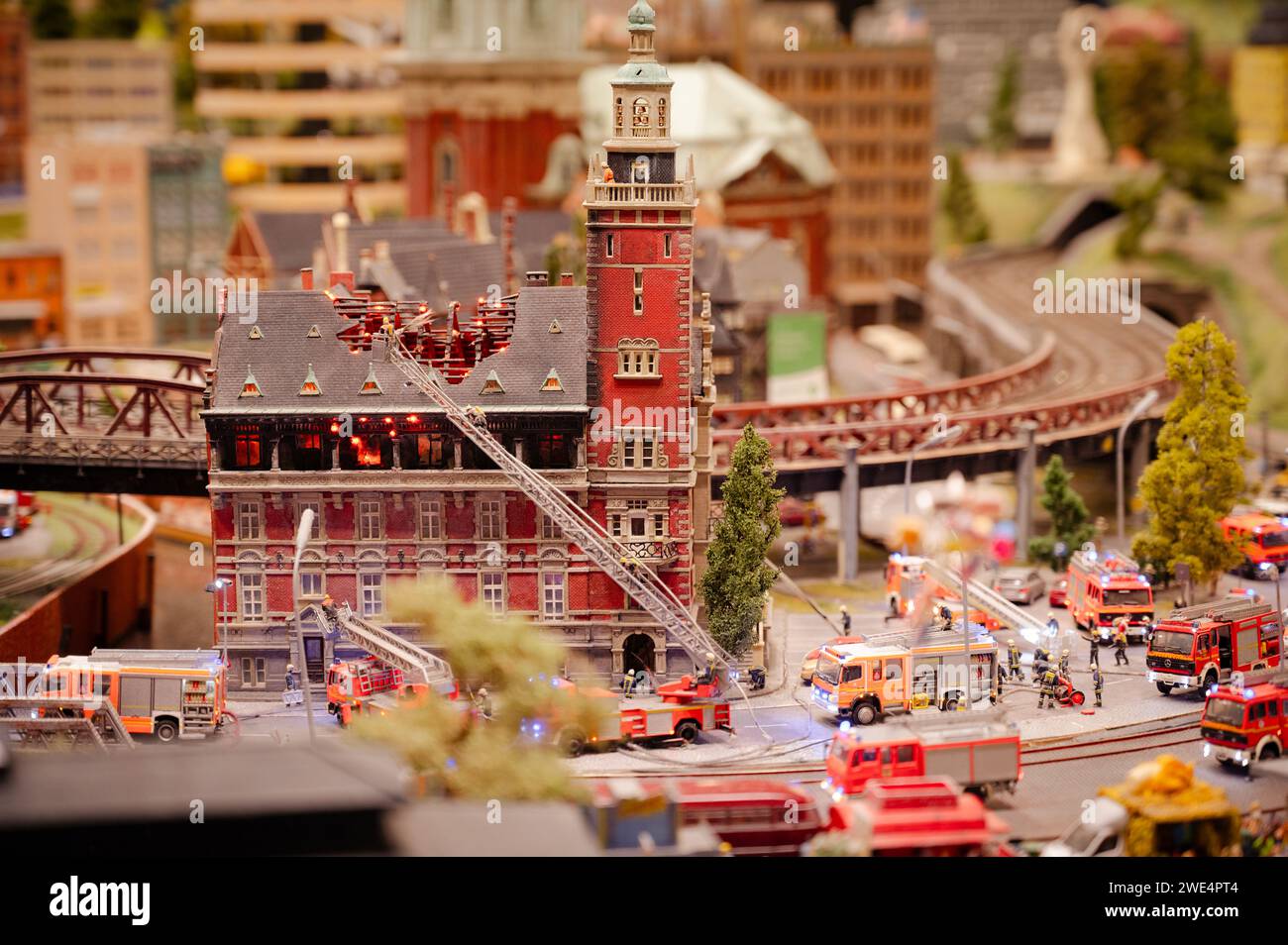 Miniatur Wunderland Hamburg in Germany, fire brigade department ...