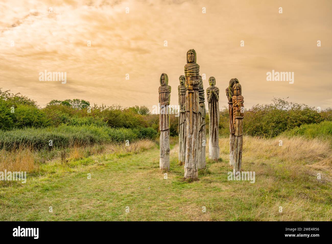 Statues at Wat Tyler Centre in the War Tyler country park Basildon ...