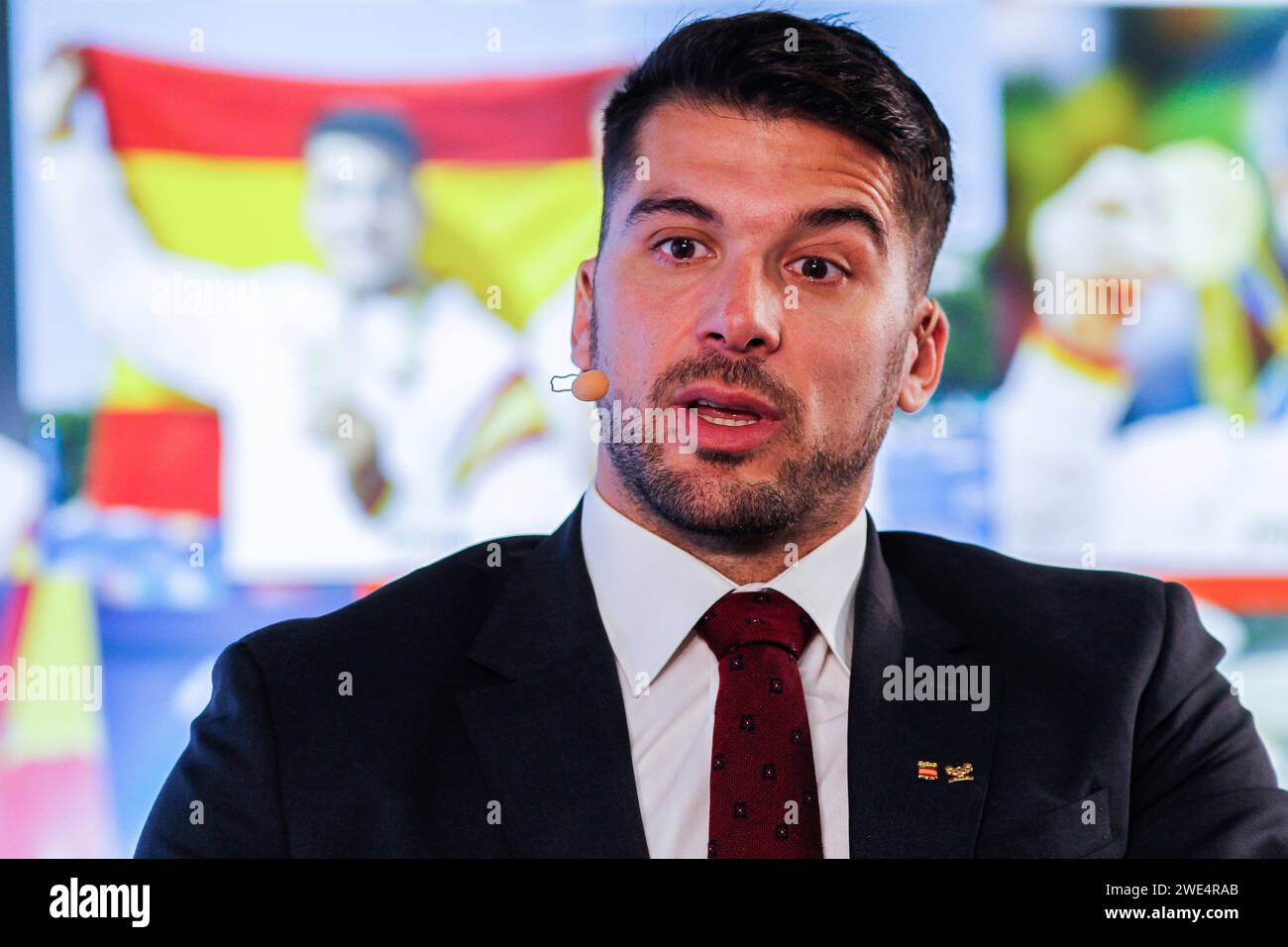 Cristian Toro, Spanish Olympic canoeist, attends the media during his ...