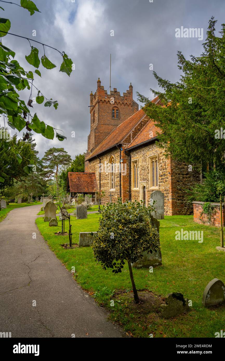 St Mary the virgin church Fryerning Essex. The churchyard has a family ...
