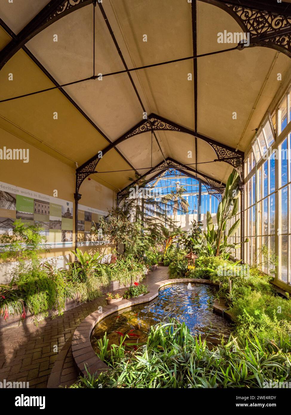 Pond inside The Conservatory of the Pavilion Gardens in Buxton ...