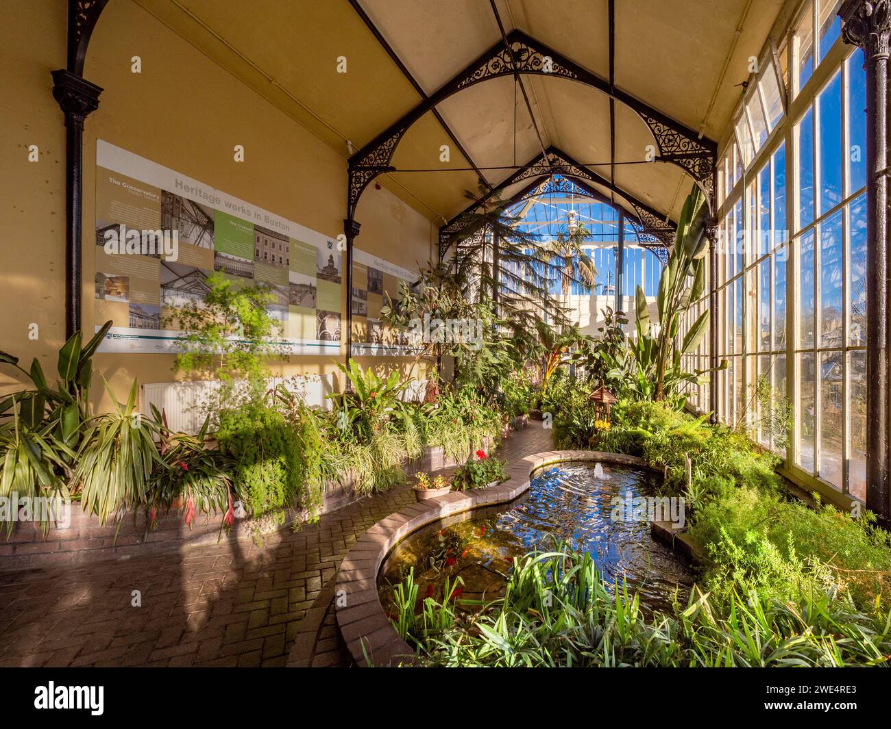 Pond inside The Conservatory of the Pavilion Gardens in Buxton ...
