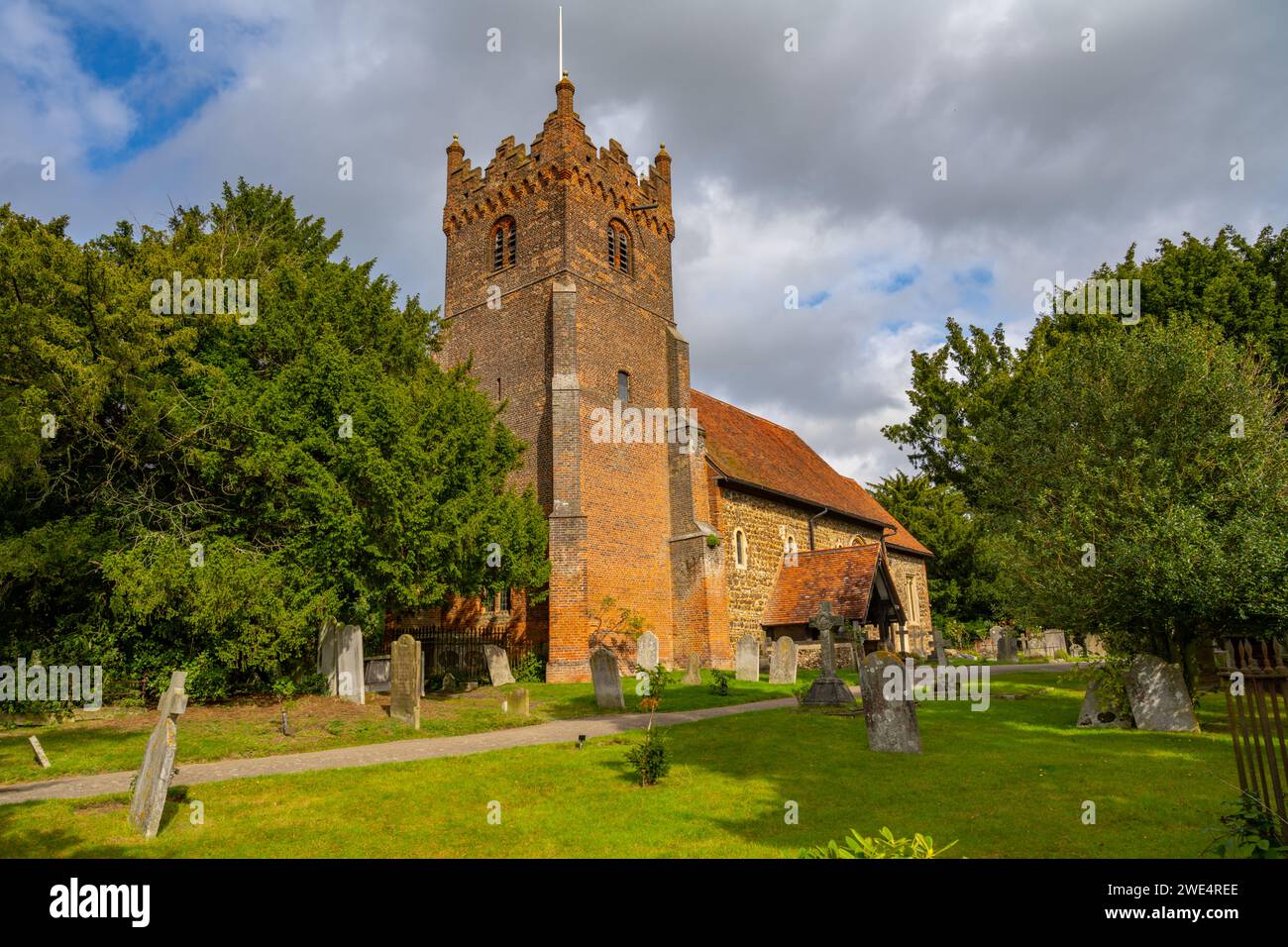 St Mary the virgin church Fryerning Essex. The churchyard has a family ...