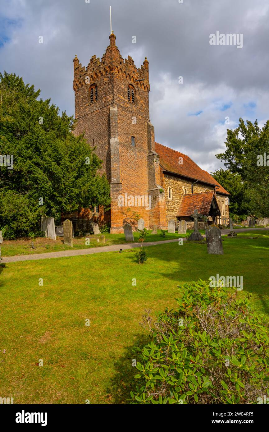 St Mary the virgin church Fryerning Essex. The churchyard has a family ...