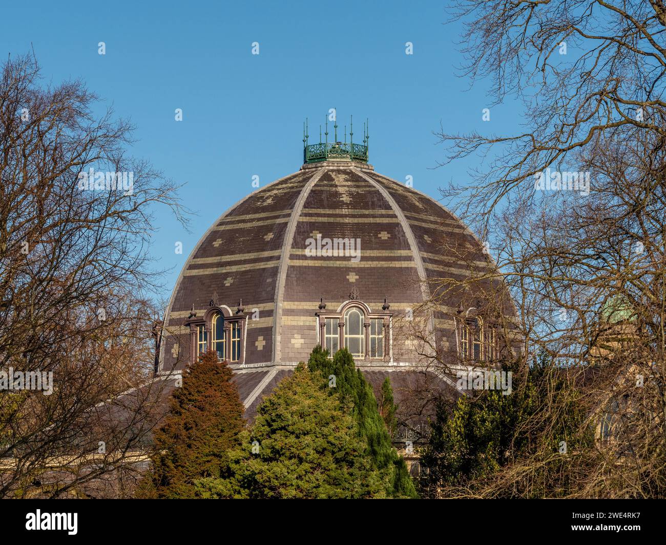 Exterior view of the Octagon Hall with its dome roof seen through the ...