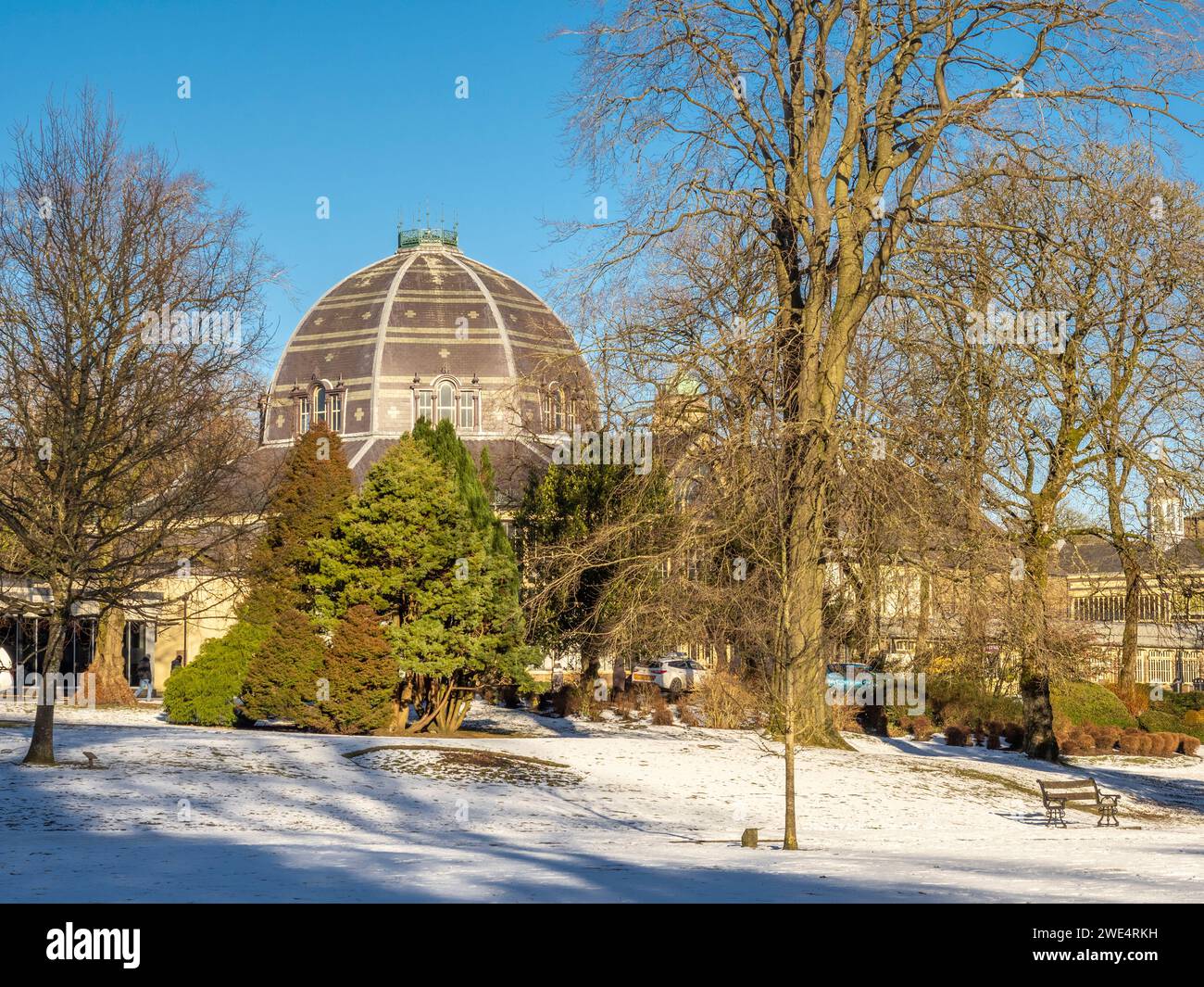 Exterior view of the Octagon Hall with its domed roof seen against a ...