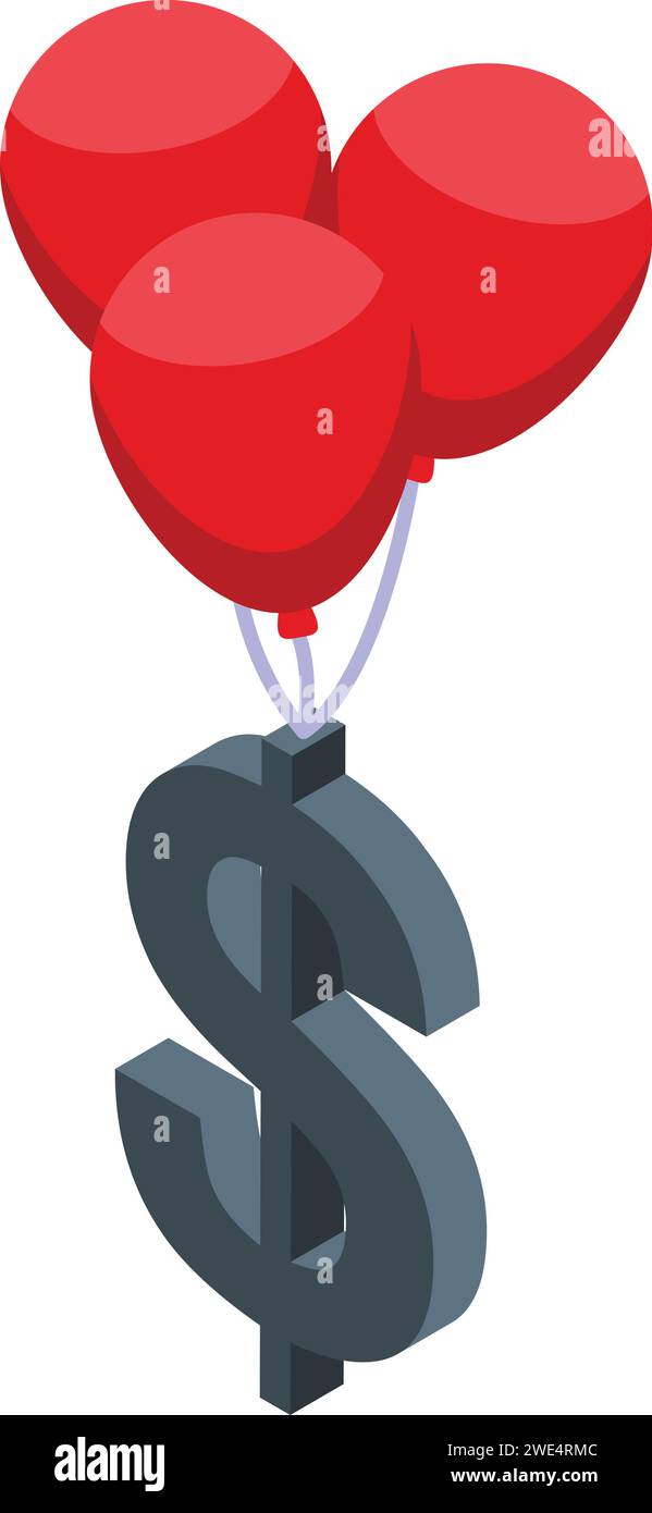 Air money inflation icon isometric vector. Business dollar. Rise value ...