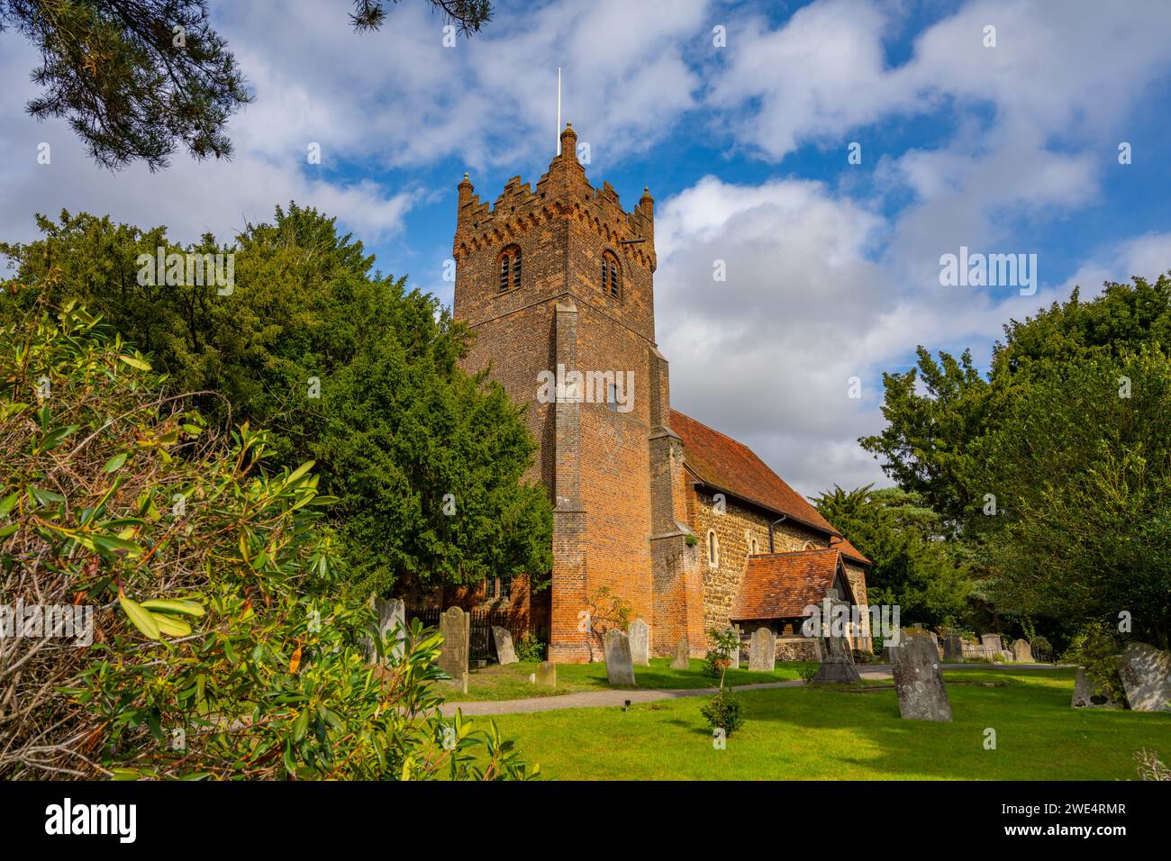 St Mary the virgin church Fryerning Essex. The churchyard has a family ...