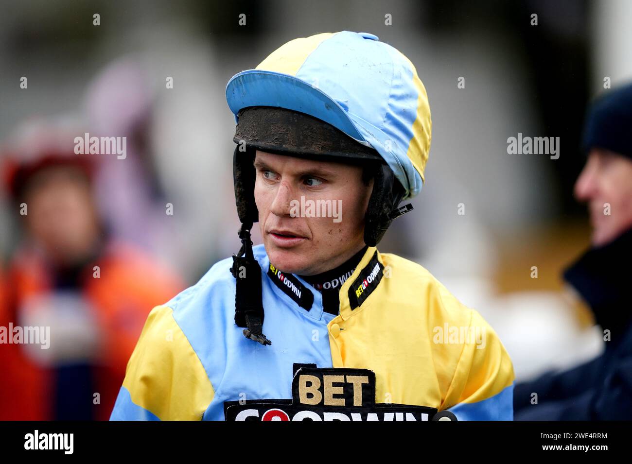 Jockey Tom Cannon at Newbury Racecourse, Berkshire. Picture date ...