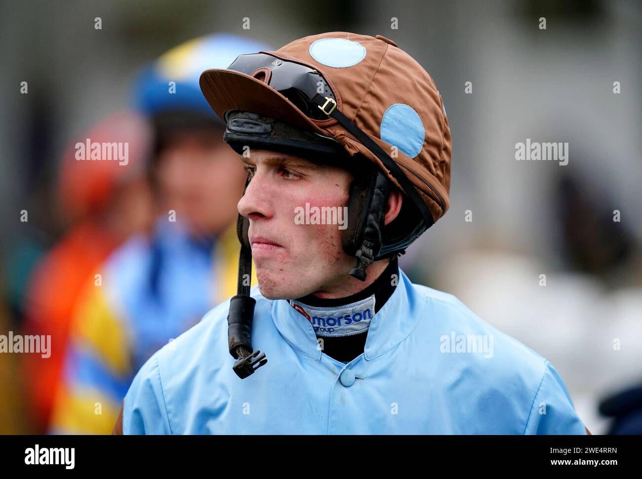 Jockey Harry Cobden at Newbury Racecourse, Berkshire. Picture date ...