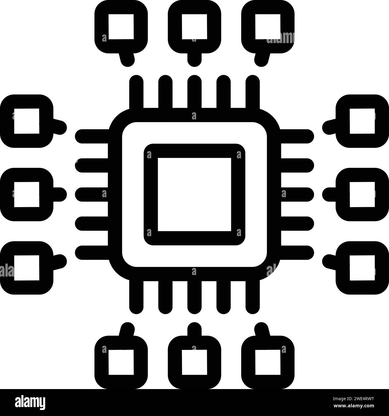 Hacked processor icon outline vector. Data network. Access scam Stock ...