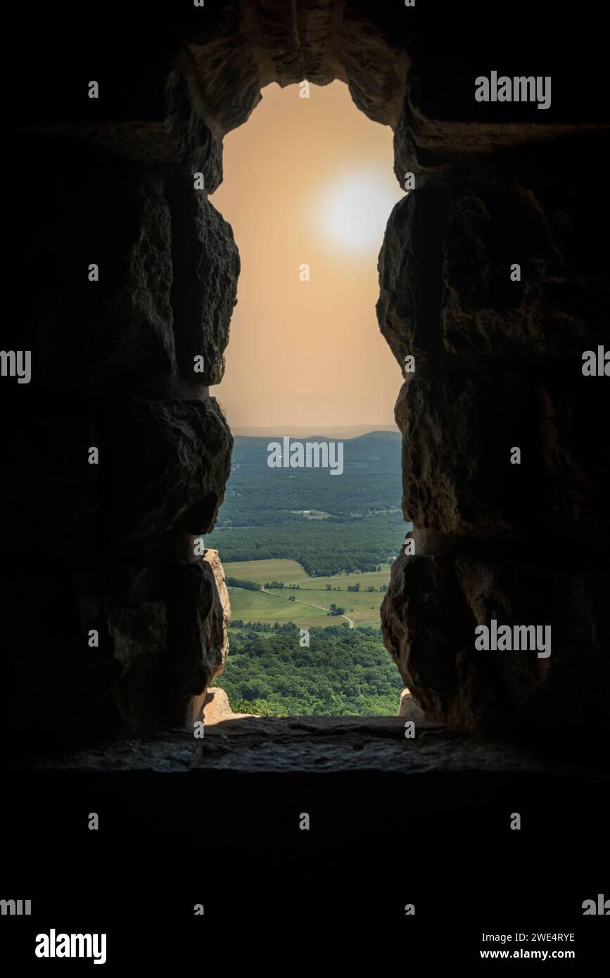 View of Hudson Valley in New Paltz, New York from a window in the ...
