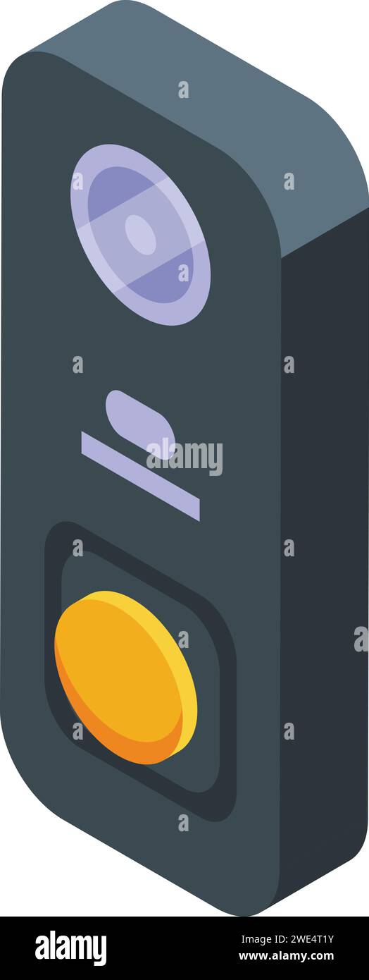 Notice control touch icon isometric vector. Door bell. Melody signal ...