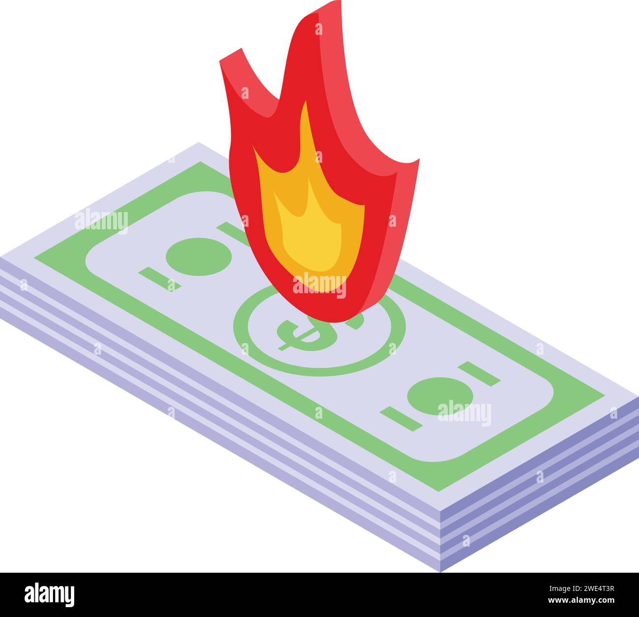 Dollar fire pack icon isometric vector. Economic increase. Business ...