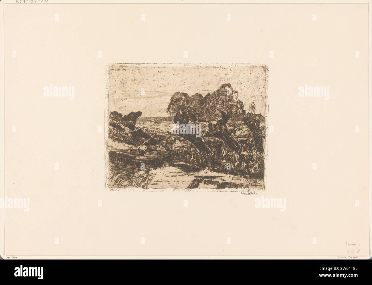 Willows on a ditch, Willem de Zwart, c. 1885 print paper etching ...