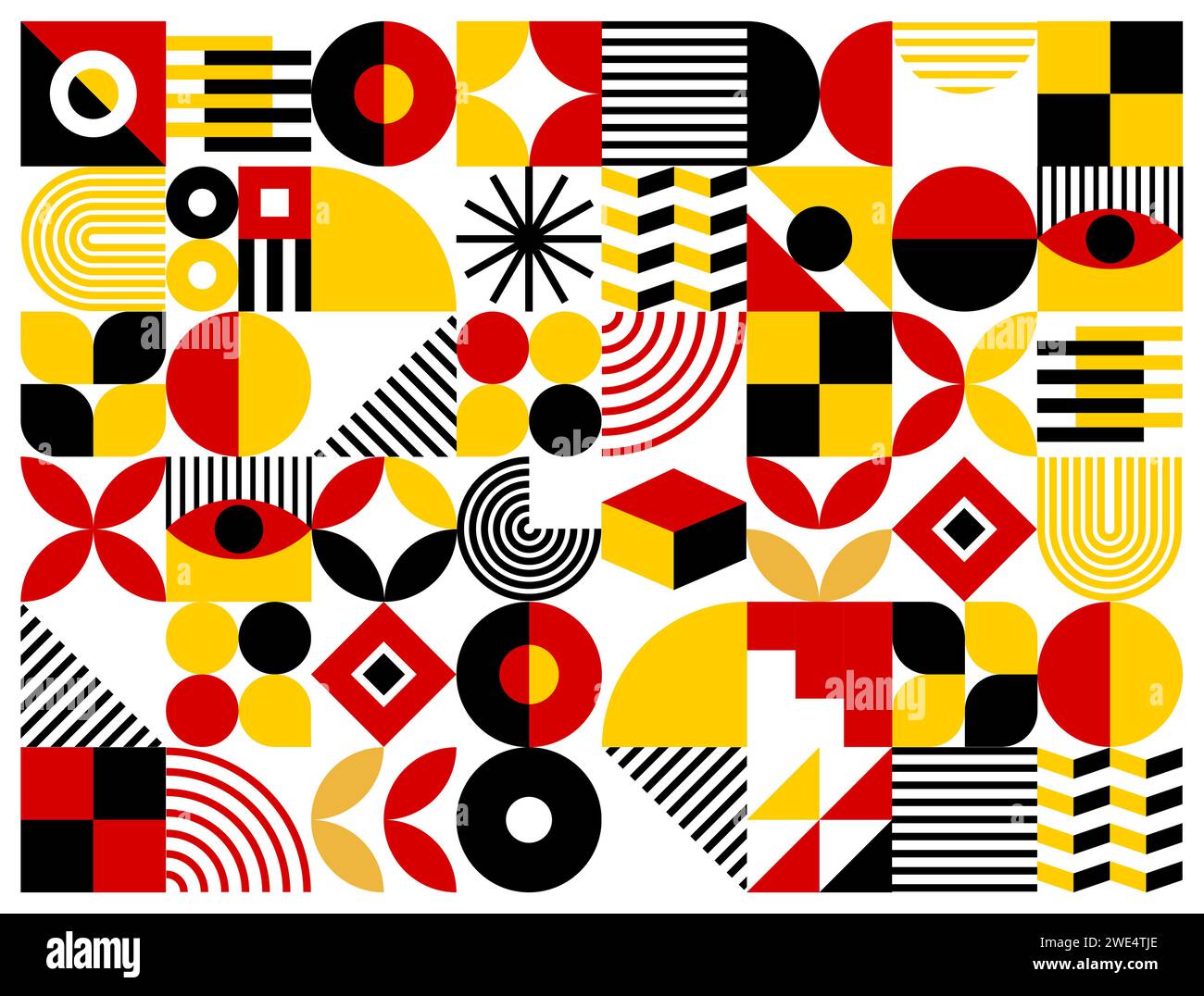 Modern abstract geometric black, red and yellow pattern background ...