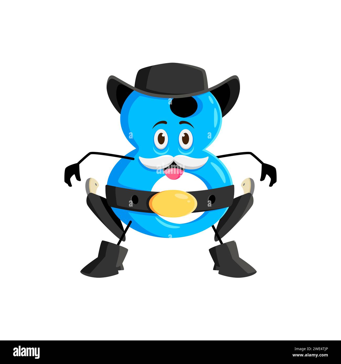 Cartoon math number nine cowboy and ranger, sheriff, robber and bandit ...