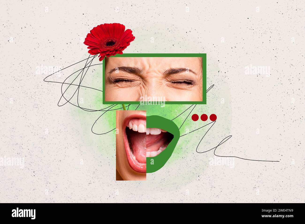 Creative composite surrealism photo artwork collage of furious crazy ...