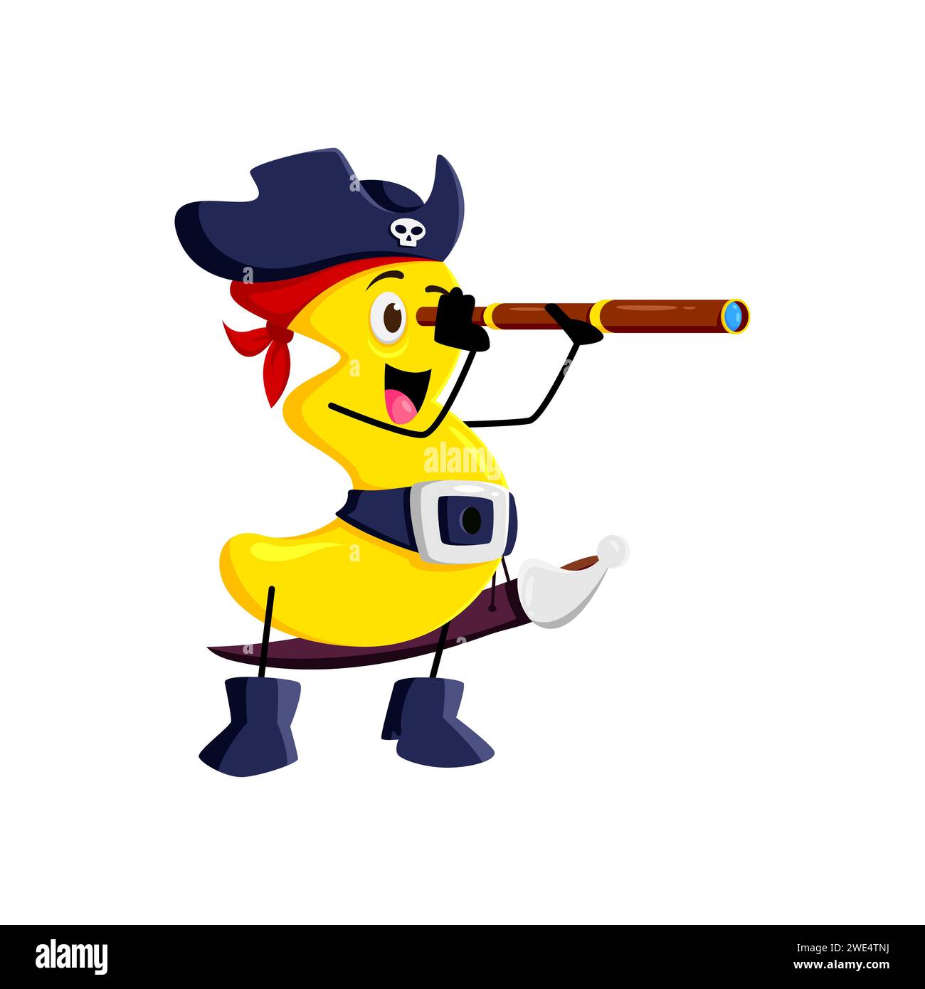 Cartoon math number three pirate captain and corsair sailor character ...