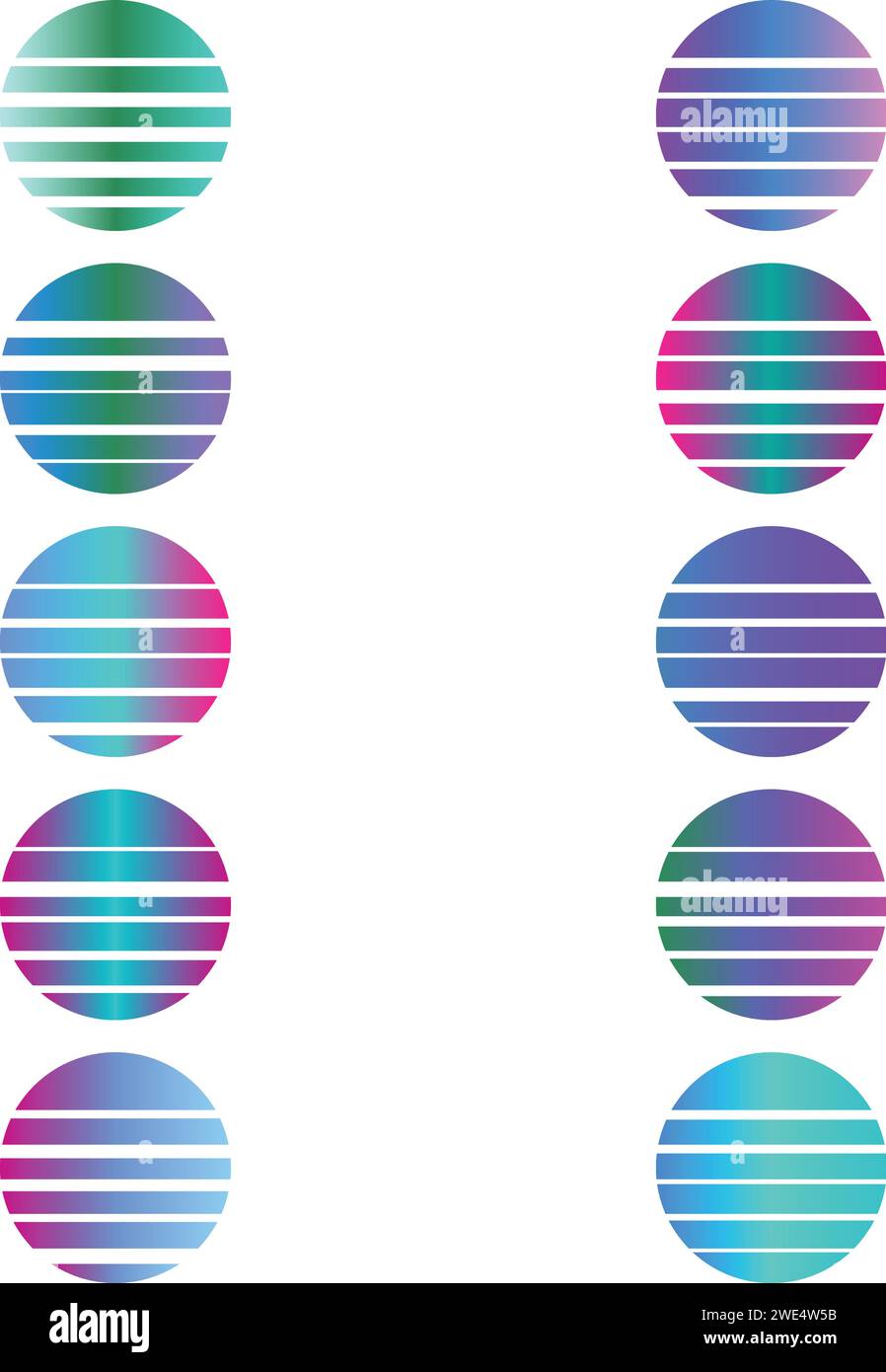 An abstract trendy cut out transparent retro neon circle design element ...