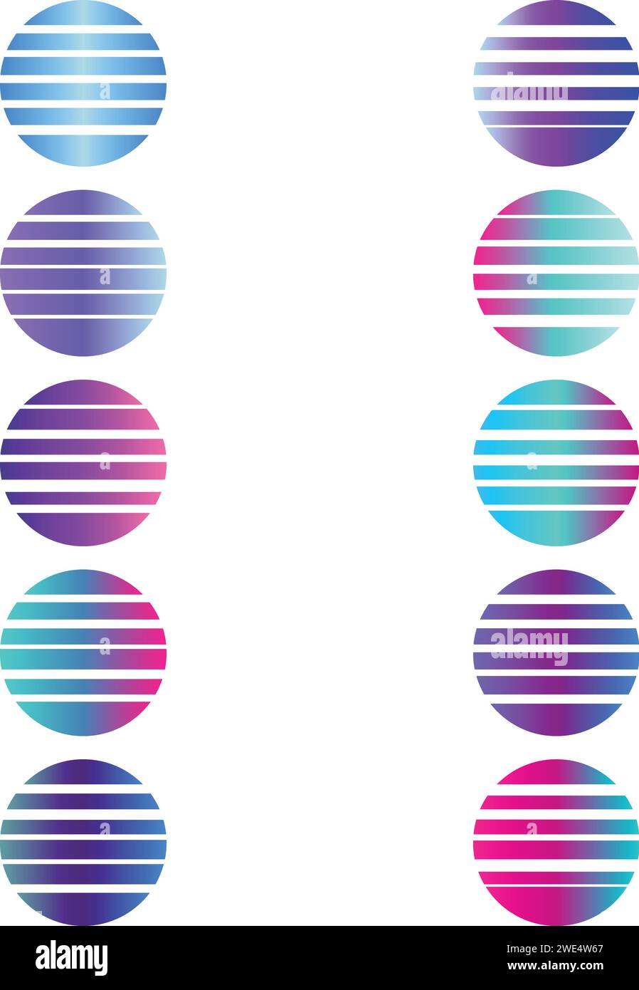 An abstract trendy cut out transparent retro neon circle design element ...