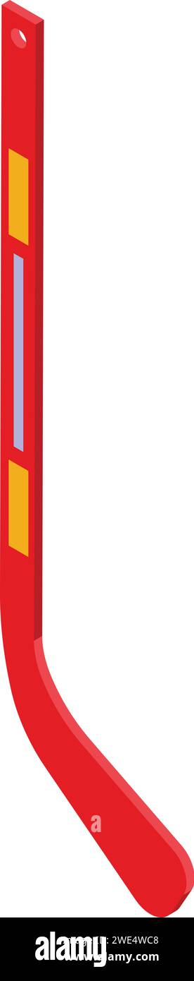 Red color hockey stick icon isometric vector. Activity frozen. Game ...