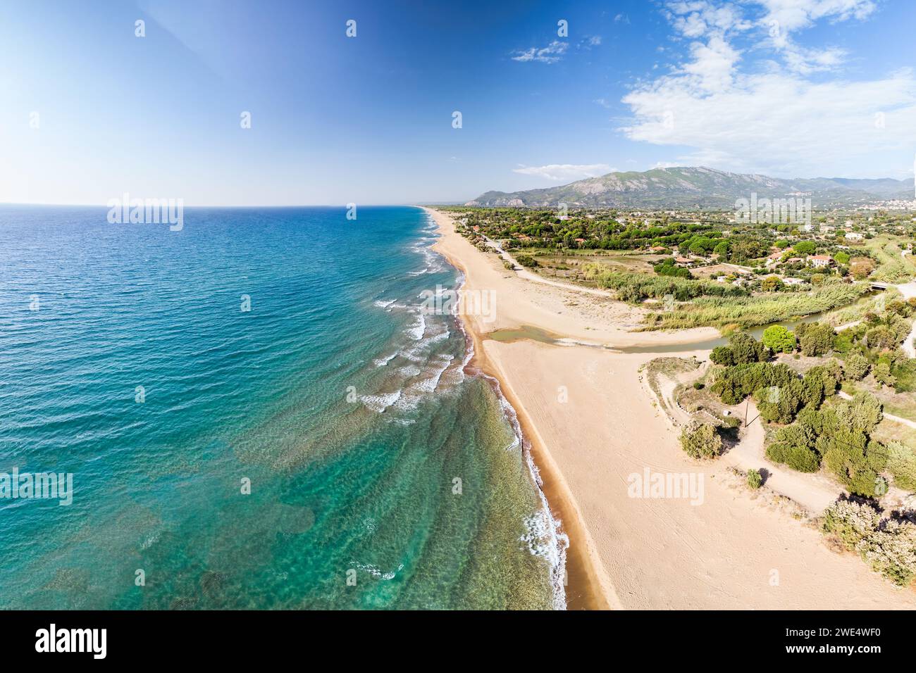 The endless sandy beach Zacharo in Ilia, Greece Stock Photo - Alamy