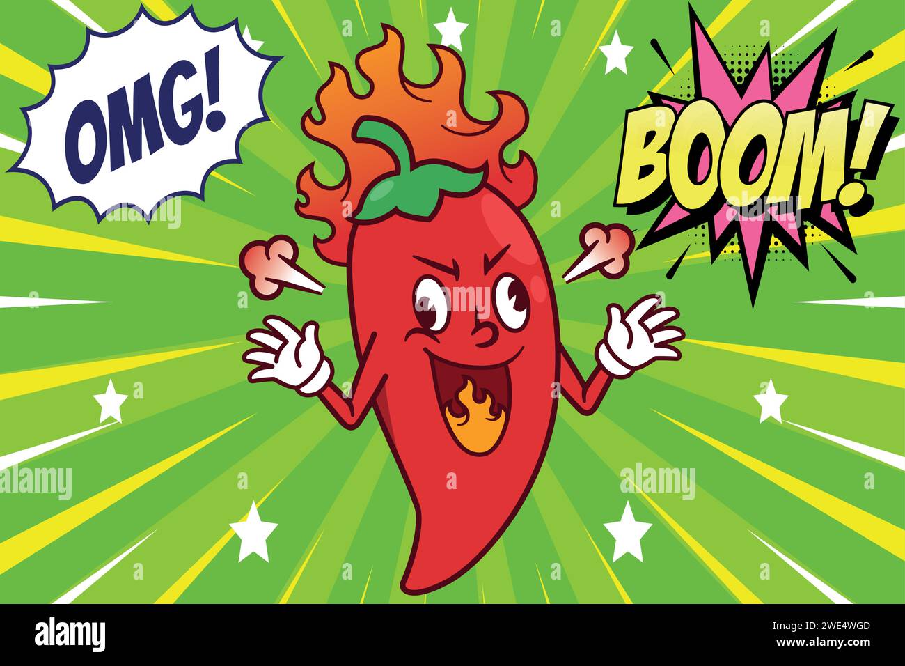 hot food red chili pop art Stock Vector Image & Art - Alamy