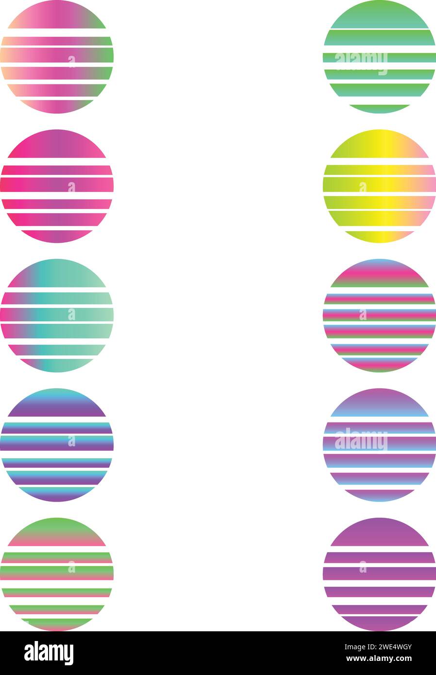 An abstract trendy cut out transparent retro neon circle design element ...