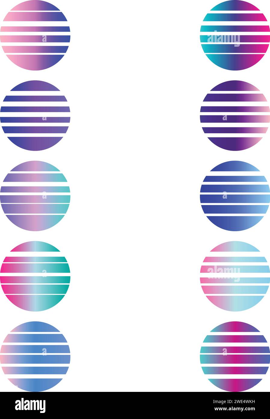 An abstract trendy cut out transparent retro neon circle design element ...