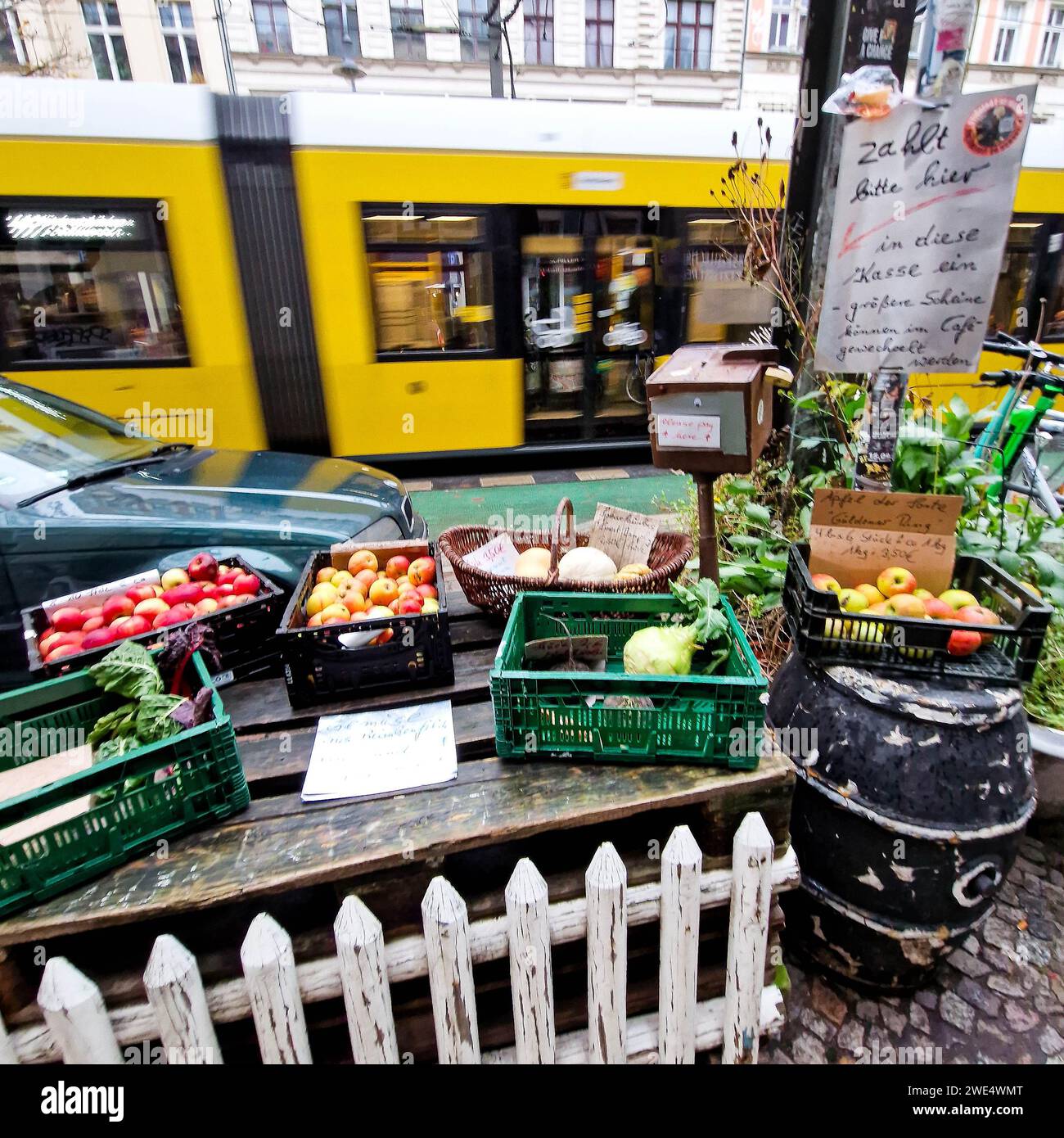 Home grown Fruits and vegetable on sale in the street, Prenzlauerberg ...