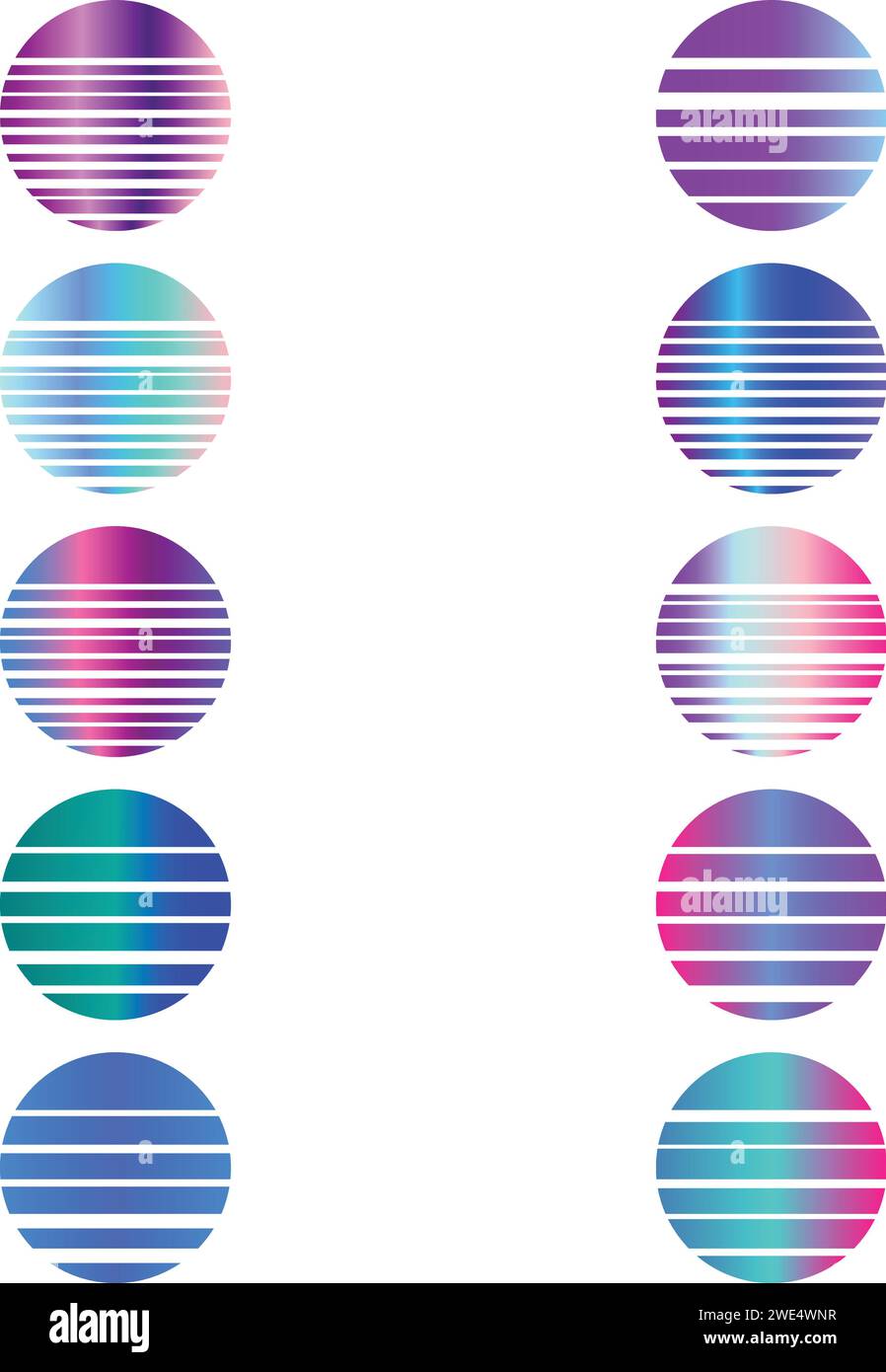 An abstract trendy cut out transparent retro neon circle design element ...