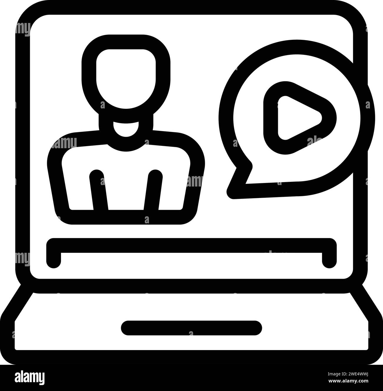 Laptop spanish lesson icon outline vector. Skill online. Learning ...