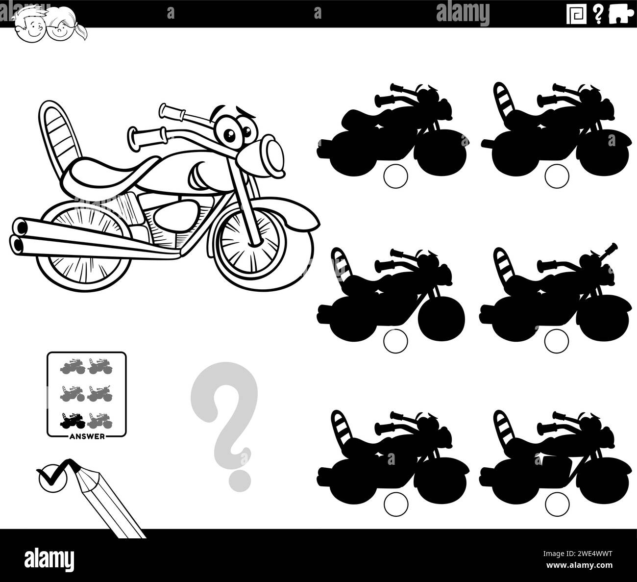 Cartoon illustration of finding the right picture to the shadow ...
