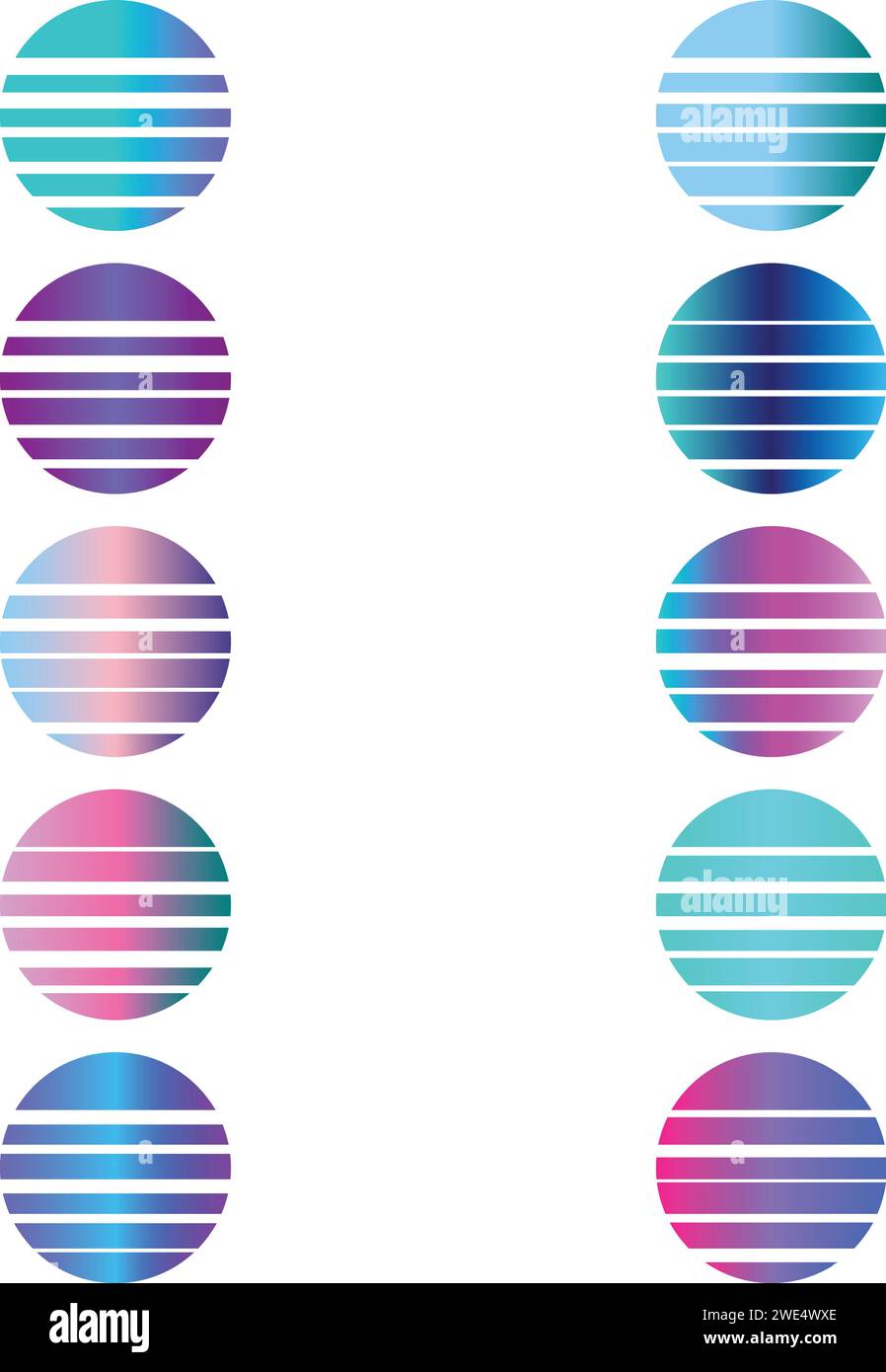 An abstract trendy cut out transparent retro neon circle design element ...