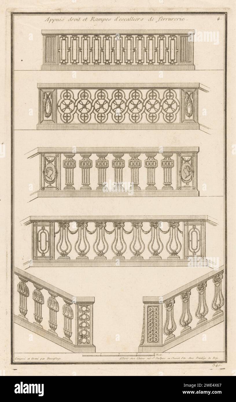 Staircases, Jean François de Neufforge, 1763 print Six ornamented ...