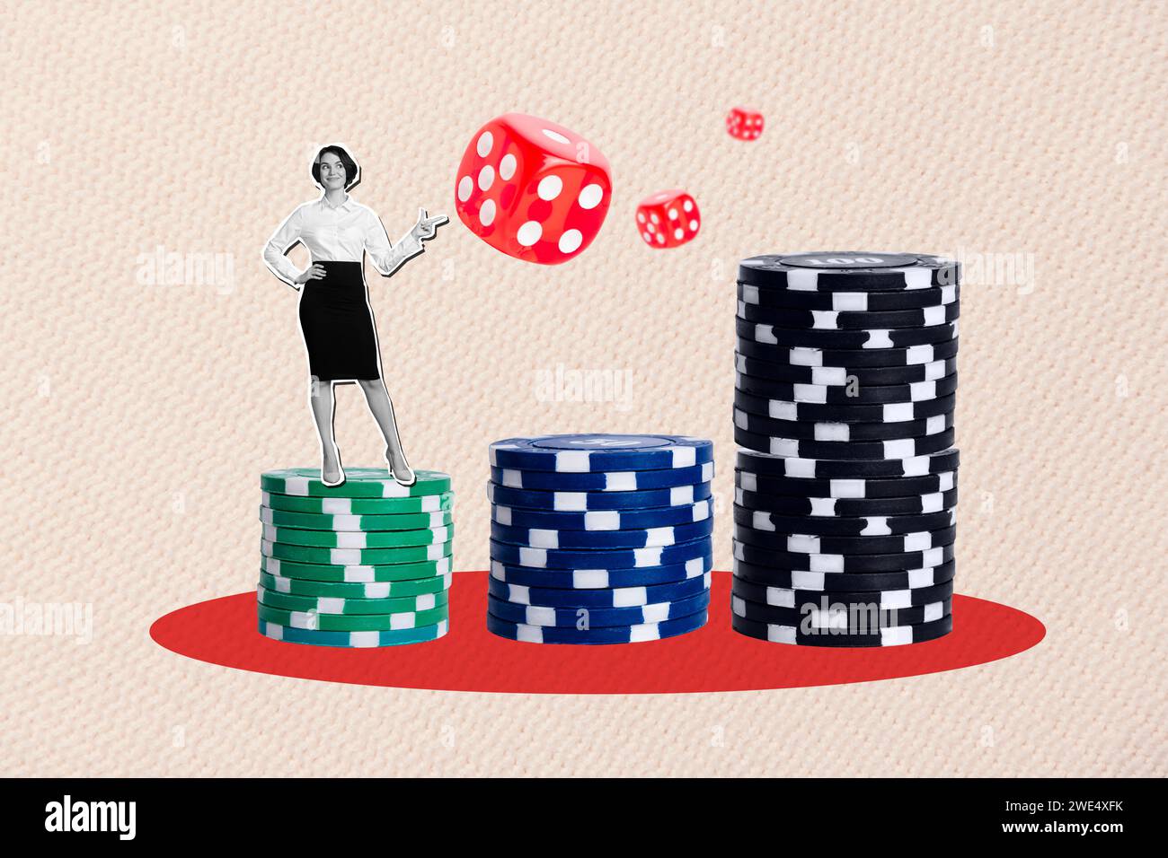 Creative collage poster illustration black white effect miniature ...