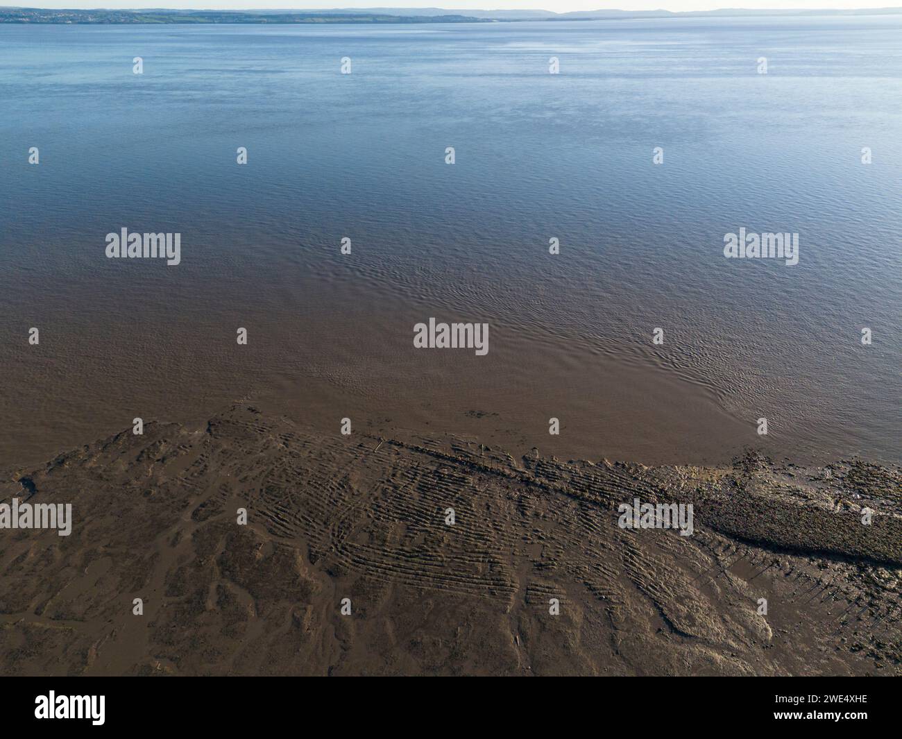 Gold Cliff sea wall, South Wales with the Severn eatuary Stock Photo ...