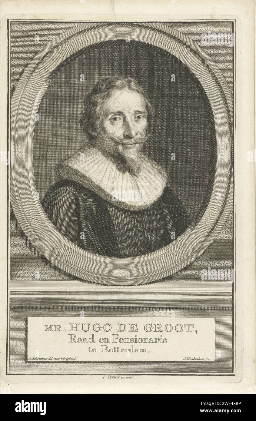 Portrait of Hugo de Groot, Jacob Houbraken, After Aert Schouman, 1749 ...