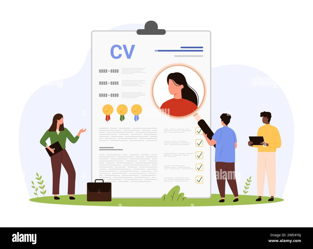 Study of qualifications and personal talents by HR employees. Tiny ...