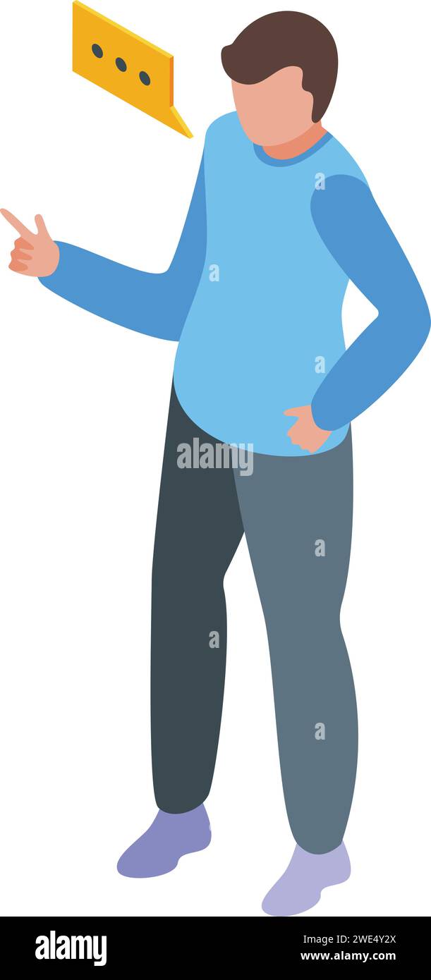 Communication person icon isometric vector. Anger stress. Design ...