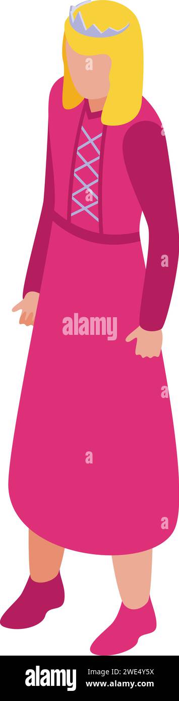 Pink princess icon isometric vector. Charming cute tale. Palace royal ...