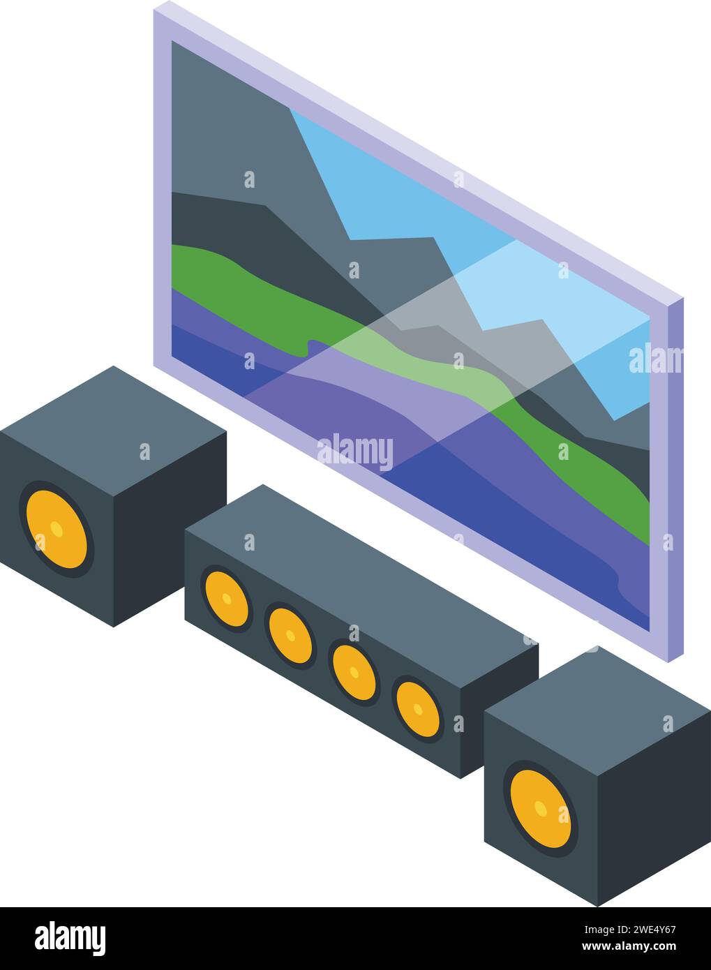 System stereo sound icon isometric vector. Home theater. Cinema player ...