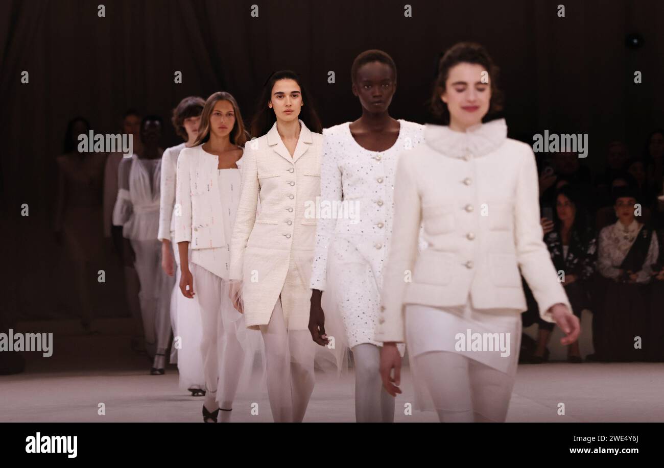 Paris, France. 23rd Jan, 2024. Models present creations from the haute ...