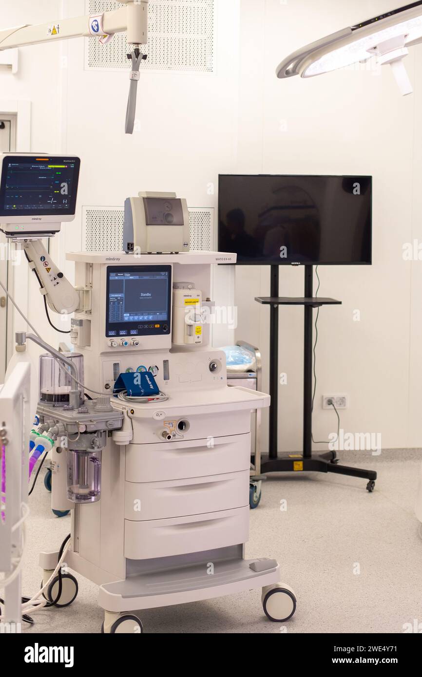 Moscow, Moscow region, Russia - 03.09.2023:Anesthesia workstation with ...